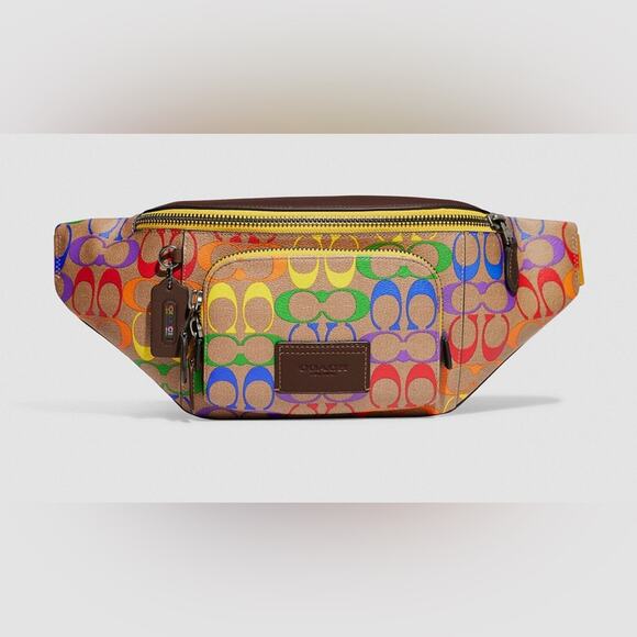 Coach | Bags | Coach Track Belt Bag In Rainbow Signature Canvas | Poshmark